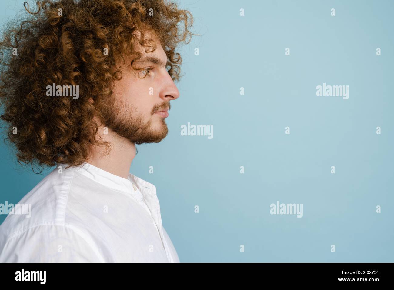 Man profile curly white background hi-res stock photography and images ...