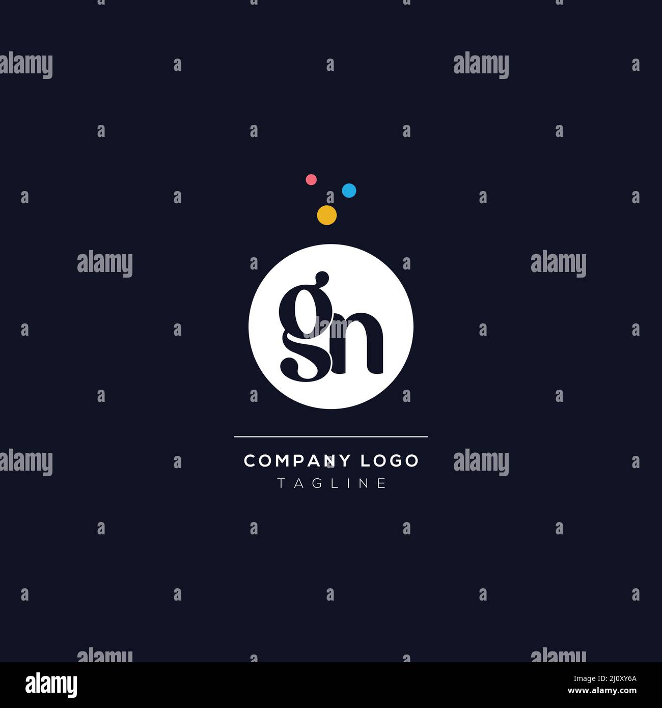 GN Letter creative Monogram Design with bubble dots. Vector Lettering ...