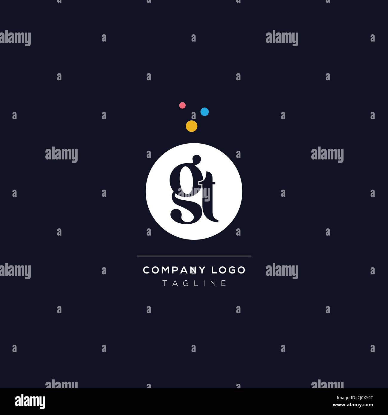 GT Letter creative Monogram Design with bubble dots. Vector Lettering ...