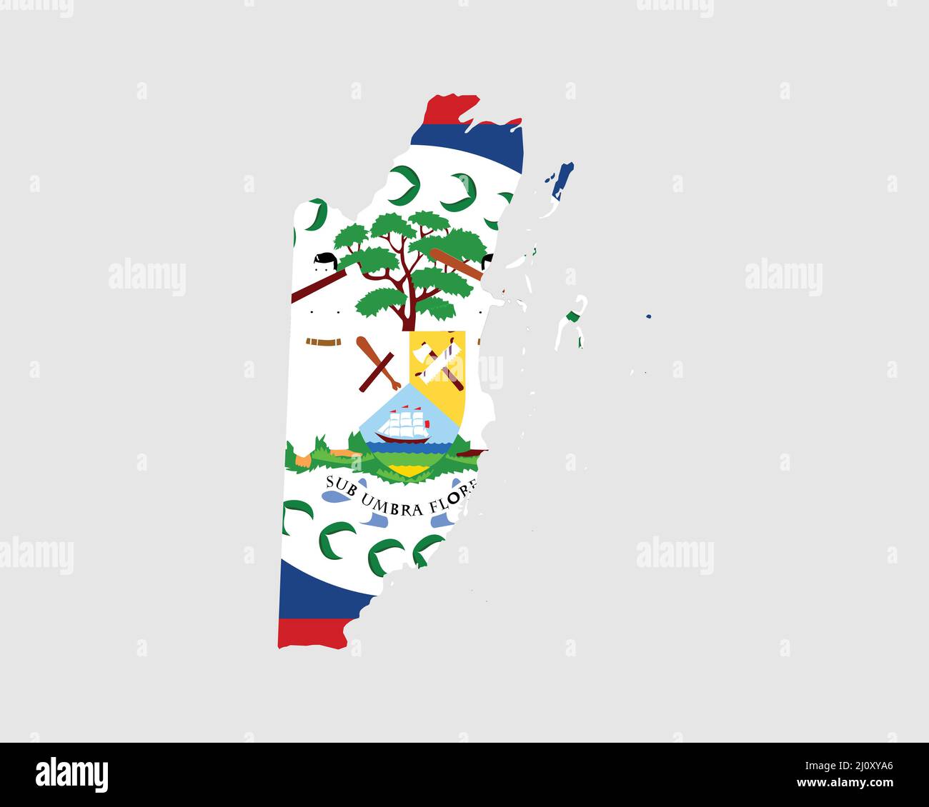 Belize Map Flag. Map of Belize with the Belizean country flag. Vector ...