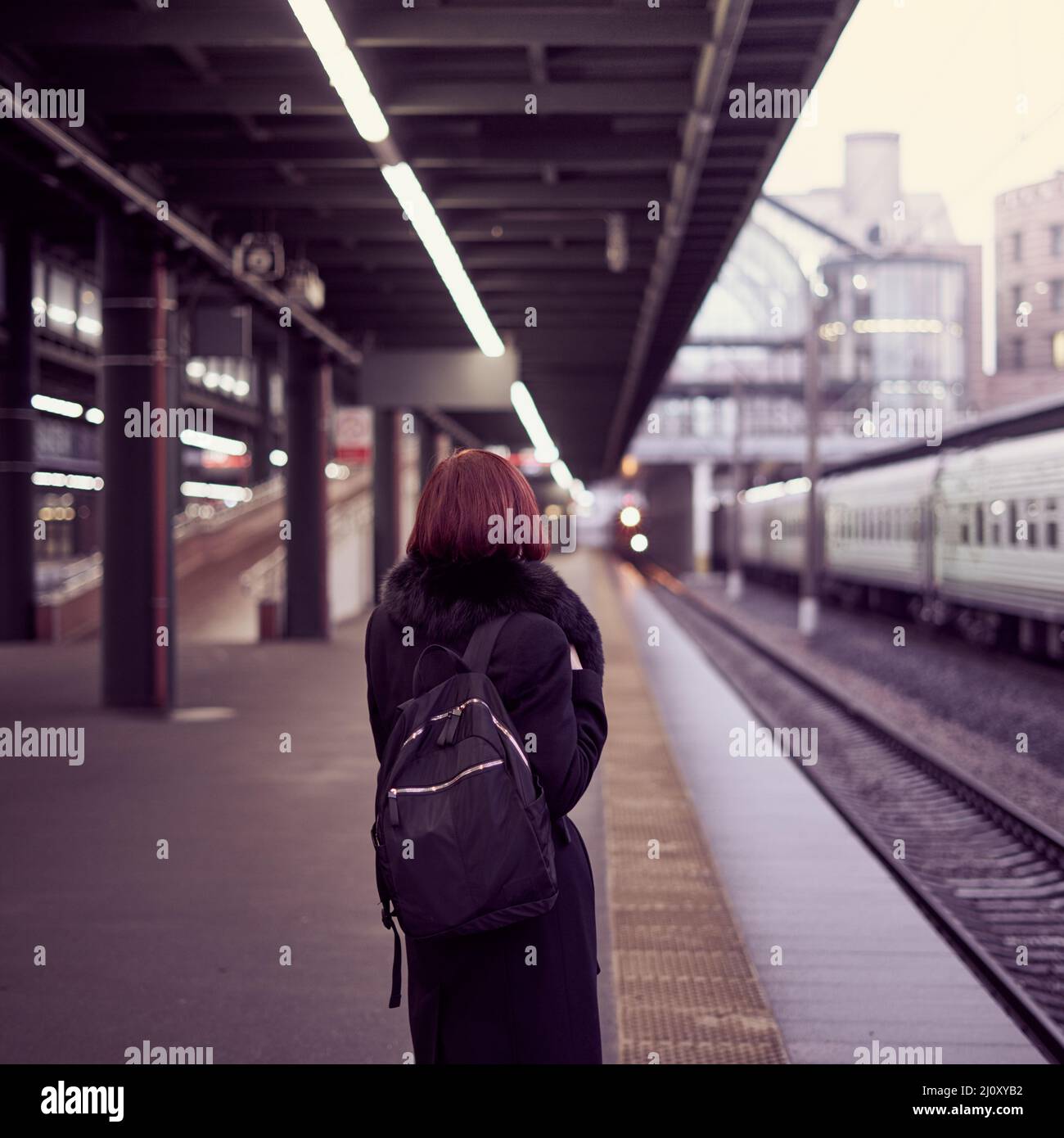 Mature woman on train station hi-res stock photography and images - Alamy