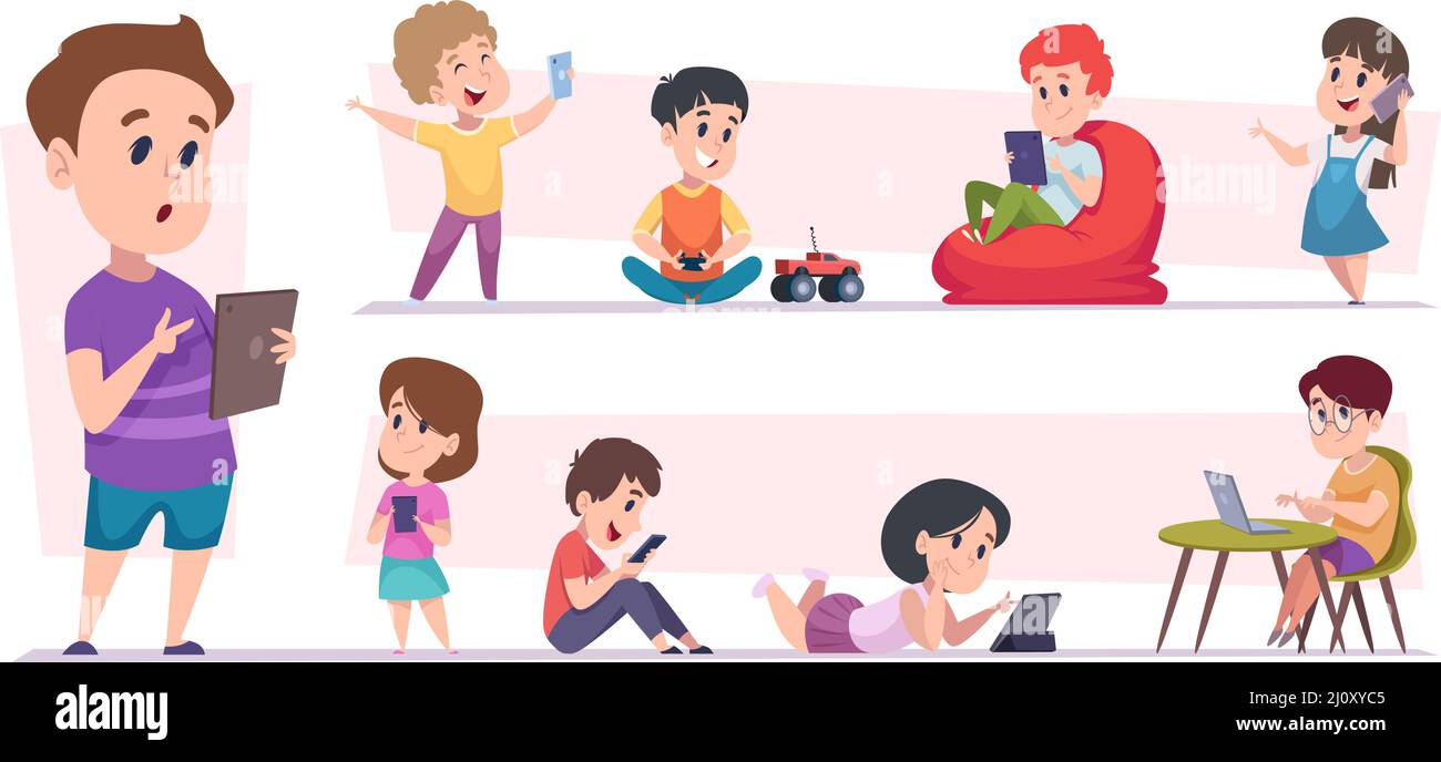 Smartphones children Stock Vector Images - Alamy