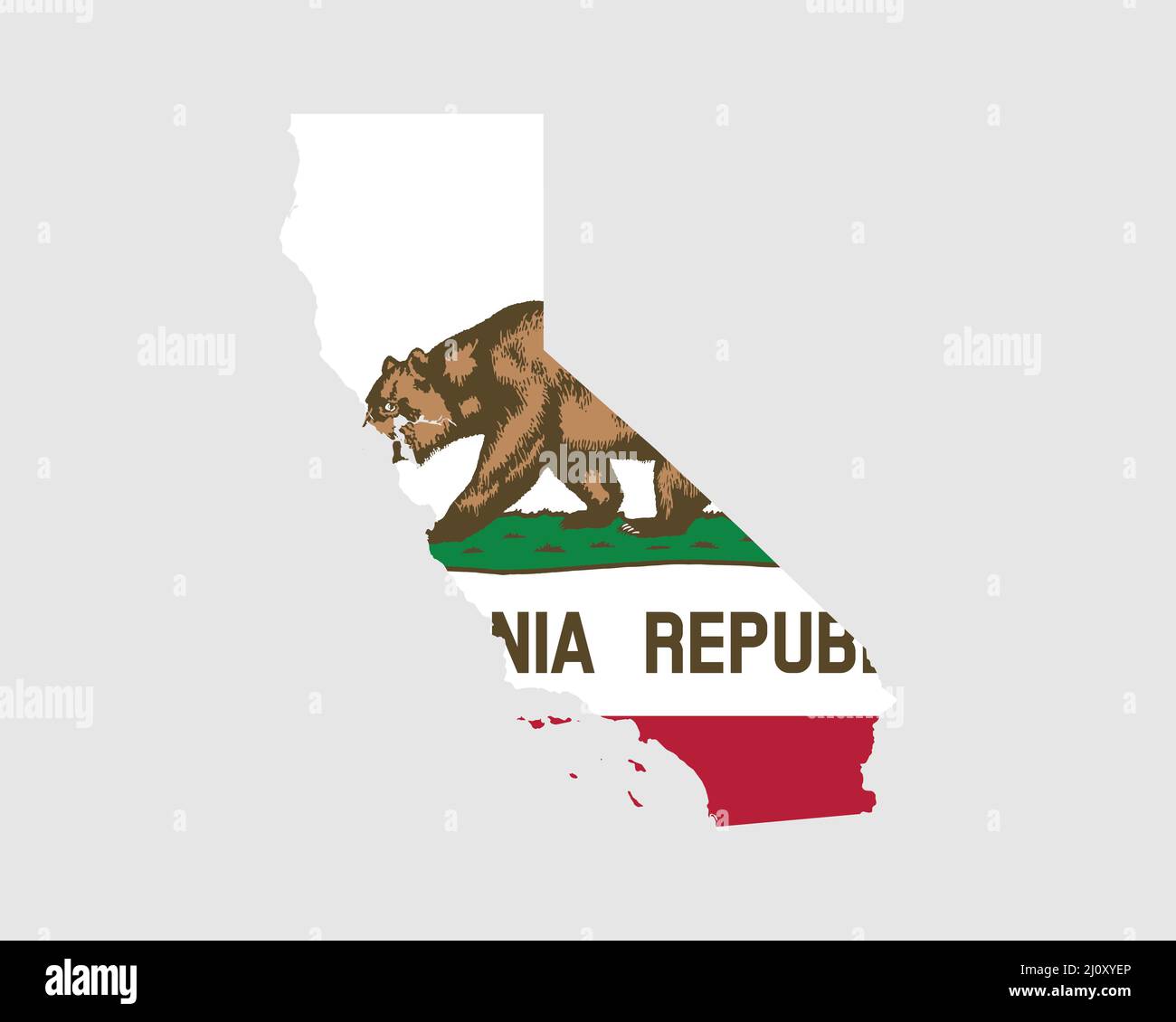California Map Flag. Map of California, USA with the Californian state ...