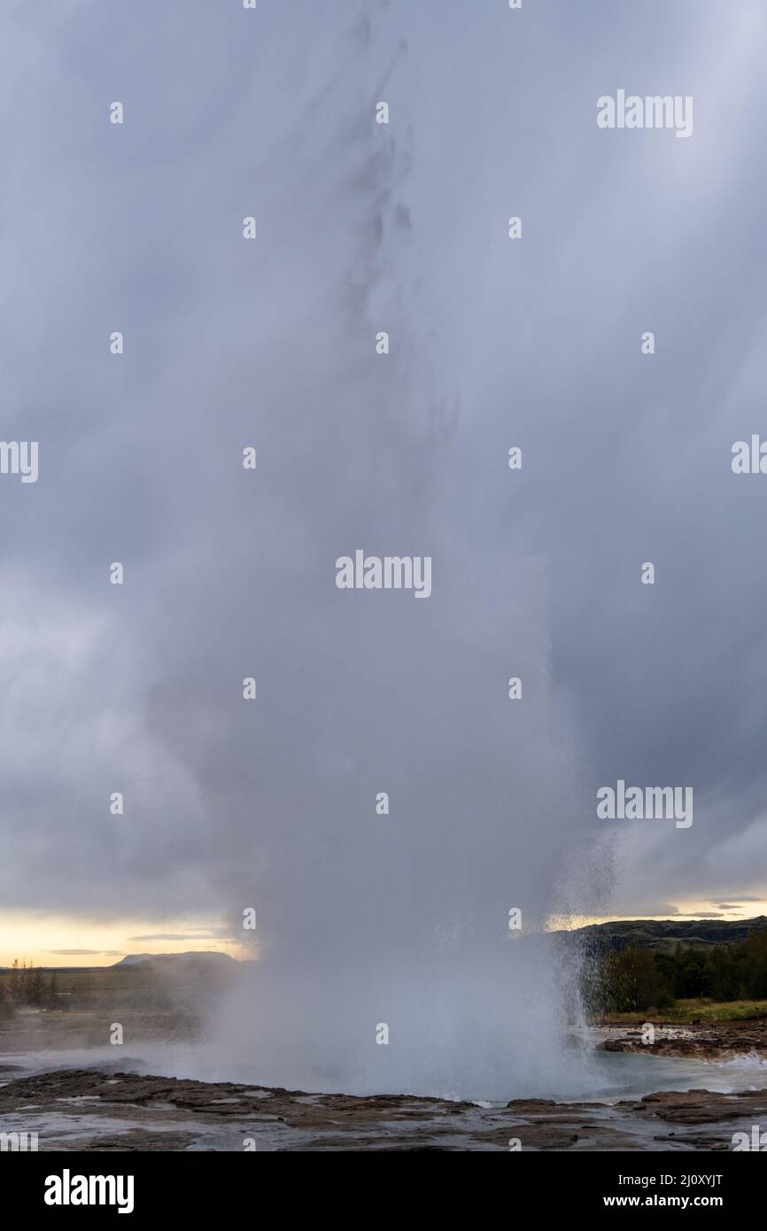 Spectacular geotermal eruption of Strokkur Geysir geyser in ...