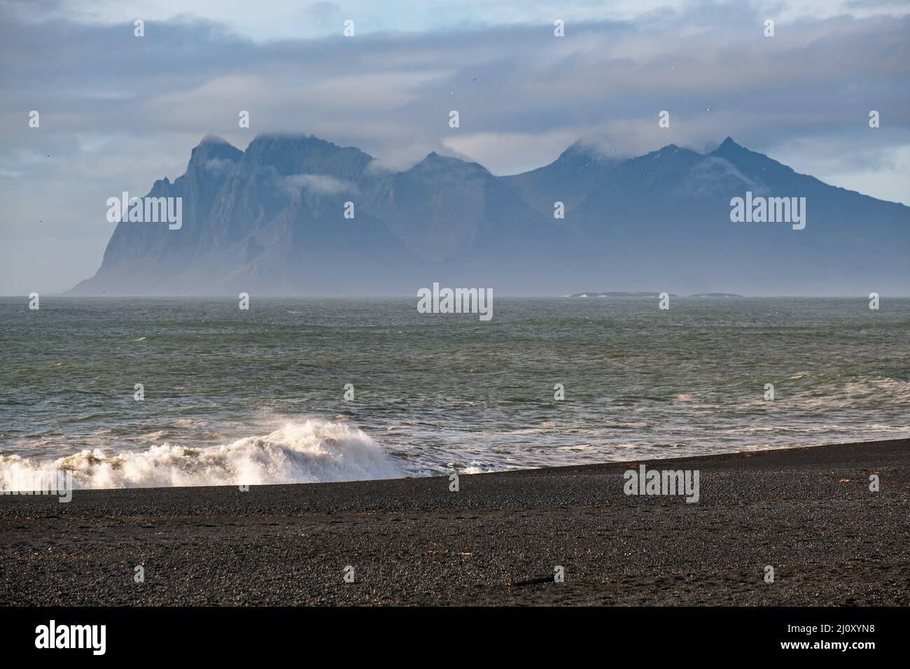 View during auto trip in Iceland. Spectacular Icelandic landscape with ...