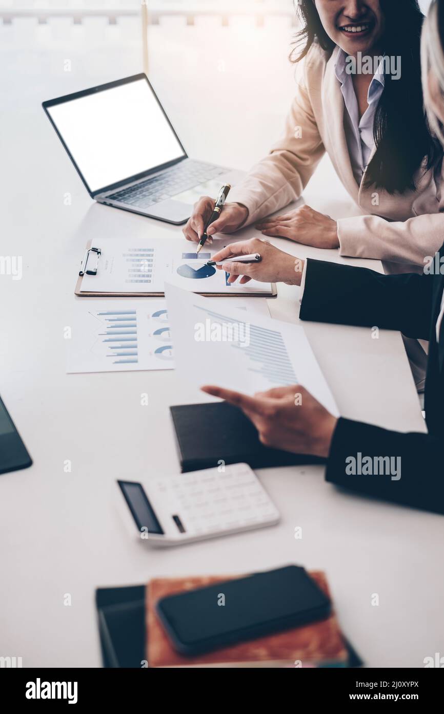 Image of Audit team working together and looking about transaction for ...