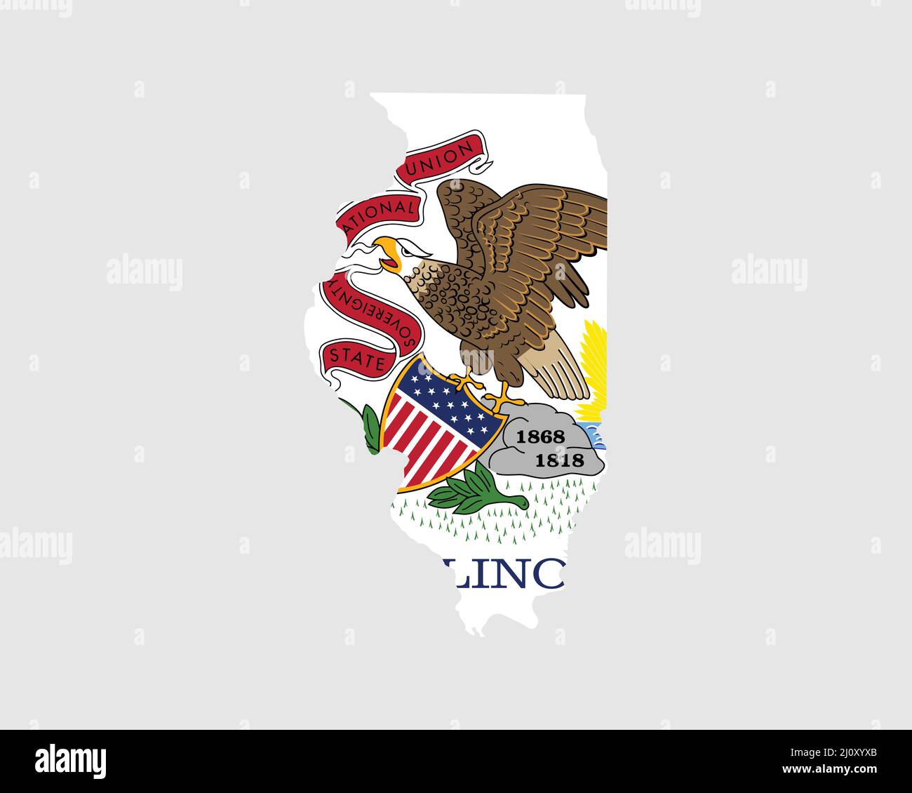Illinois Map Flag. Map of IL, USA with the state flag. United States ...