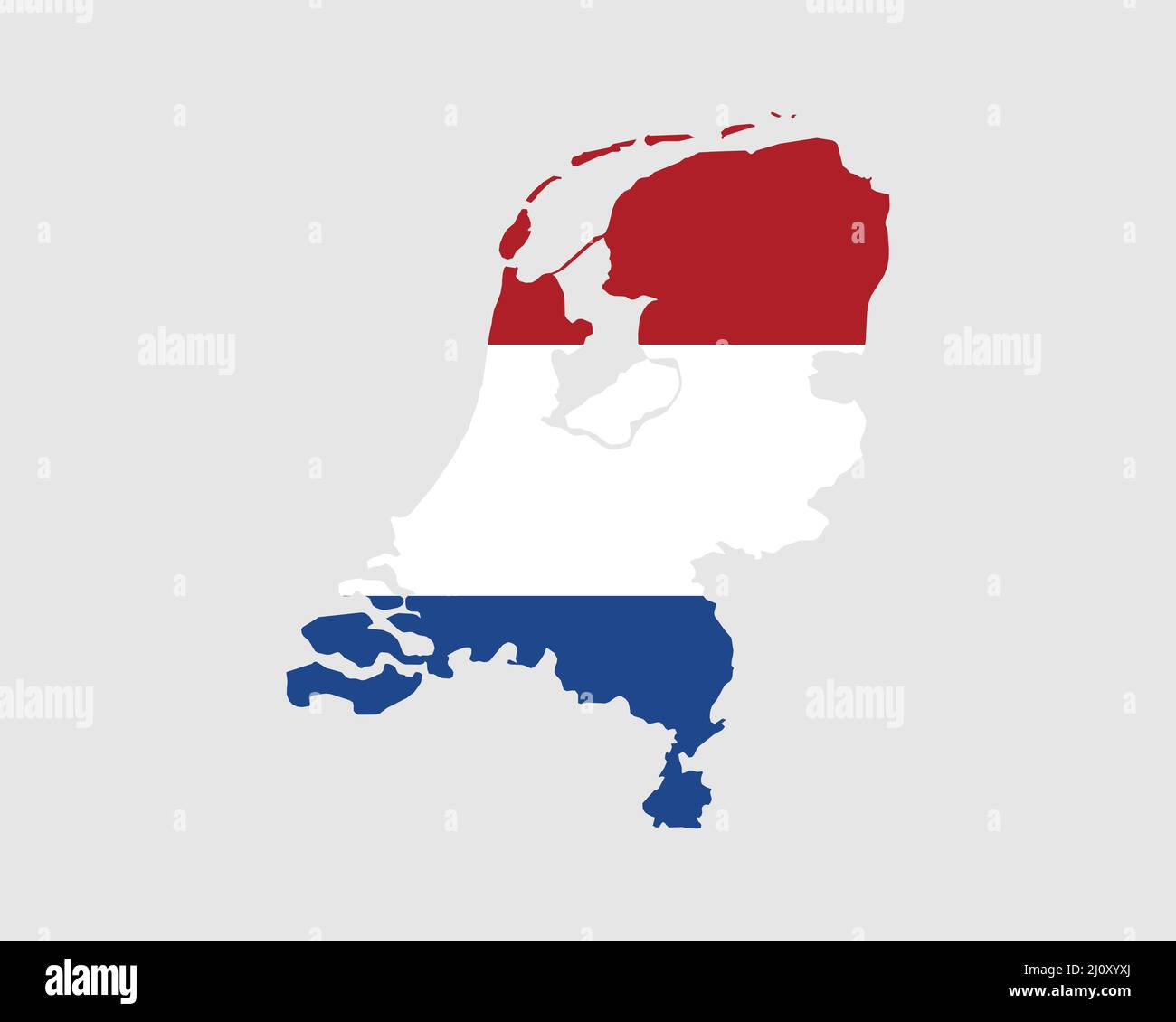 The Netherlands Flag Map. Map of Holland with the Dutch country banner ...