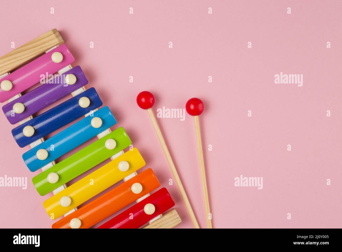 Flat lay colorful xylophone baby shower. High quality photo Stock Photo - Alamy