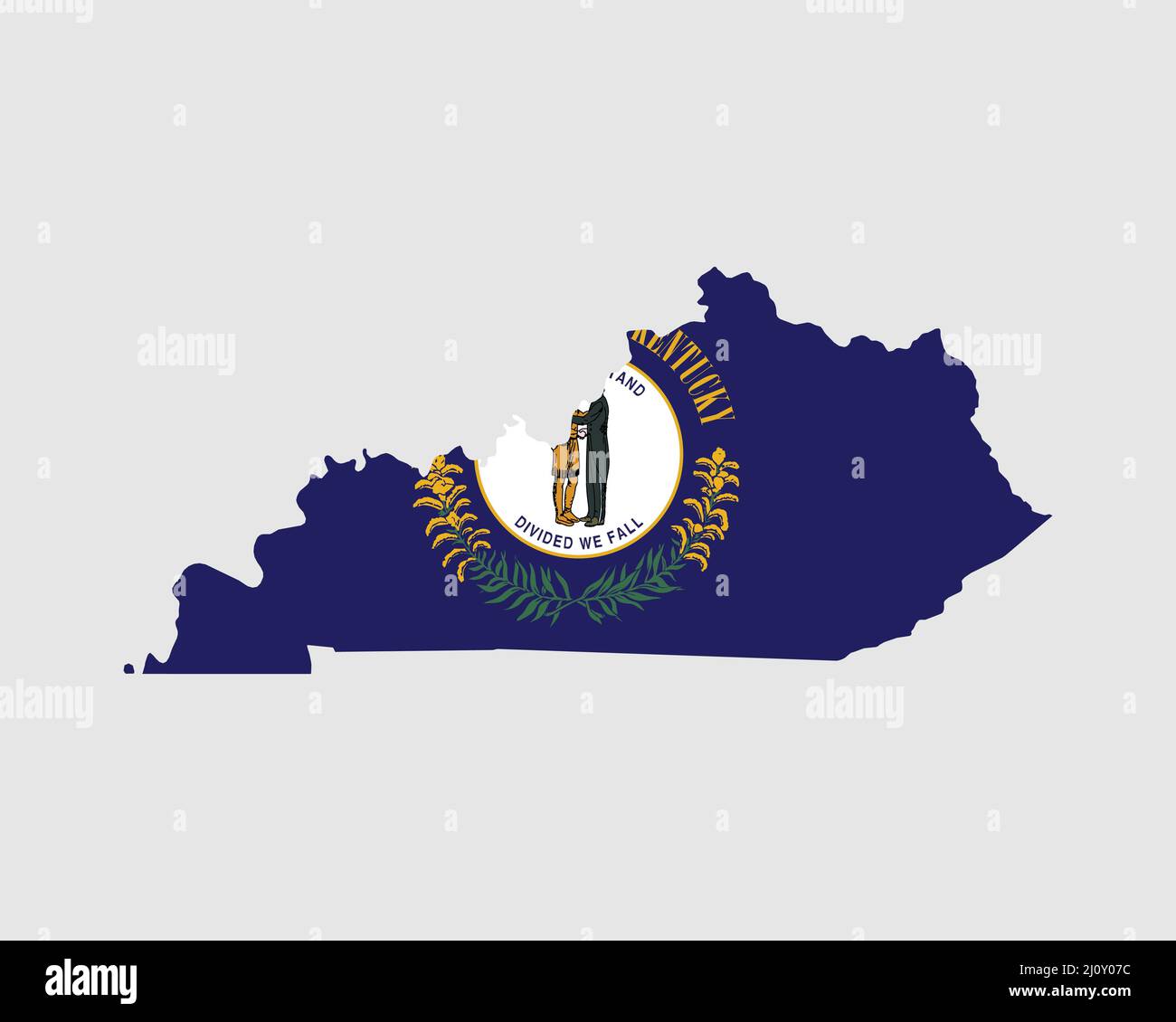 Kentucky Map Flag. Map of KY, USA with the state flag. United States ...