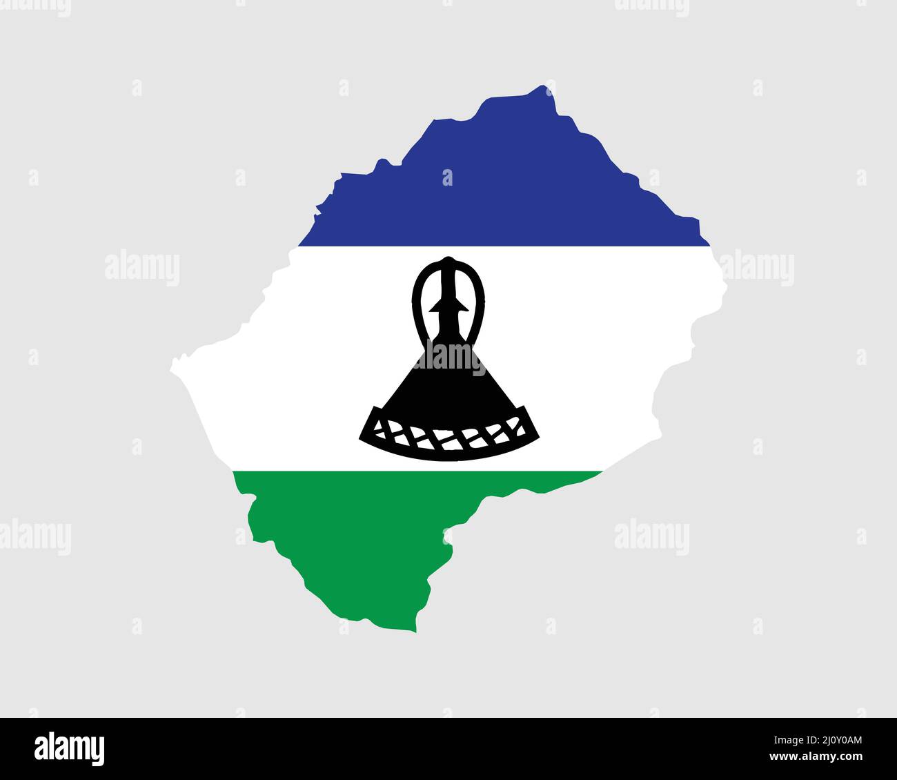 Lesotho Map Flag. Map of the Kingdom of Lesotho with the Mosotho ...
