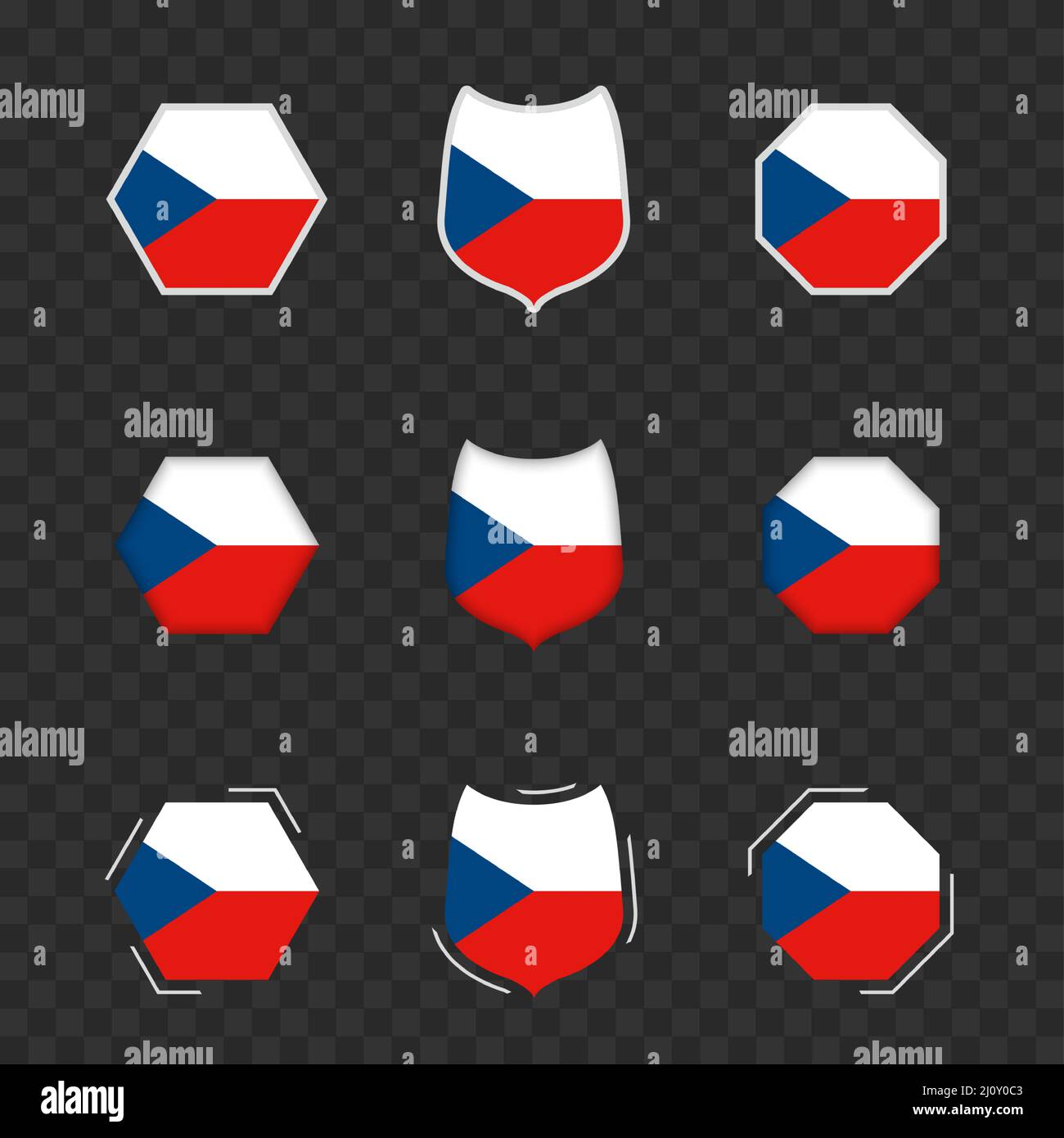 National symbols of Czech Republic on a dark transparent background ...