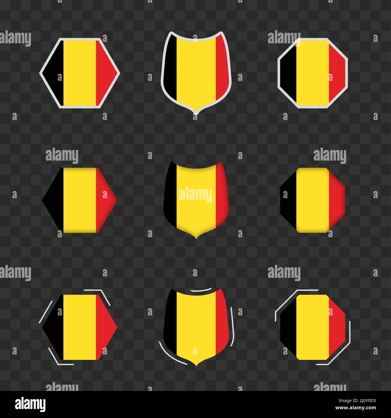 National symbols of Belgium on a dark transparent background, vector ...