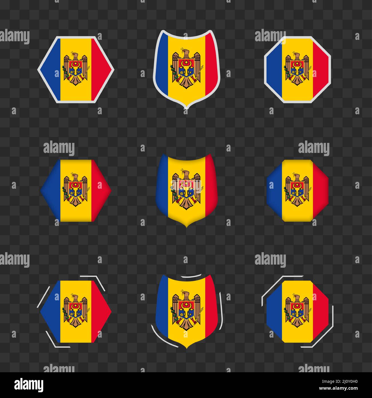 National symbols of Moldova on a dark transparent background, vector ...