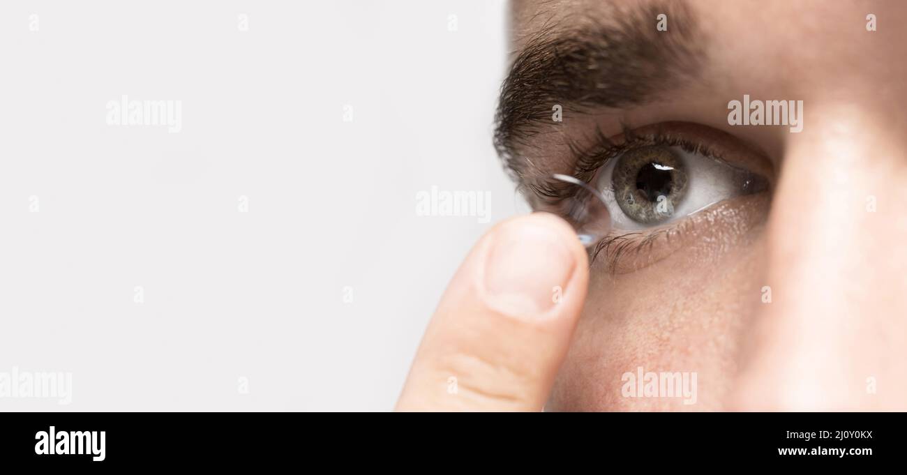 Man holding eye contact with copy space. High quality photo Stock Photo ...