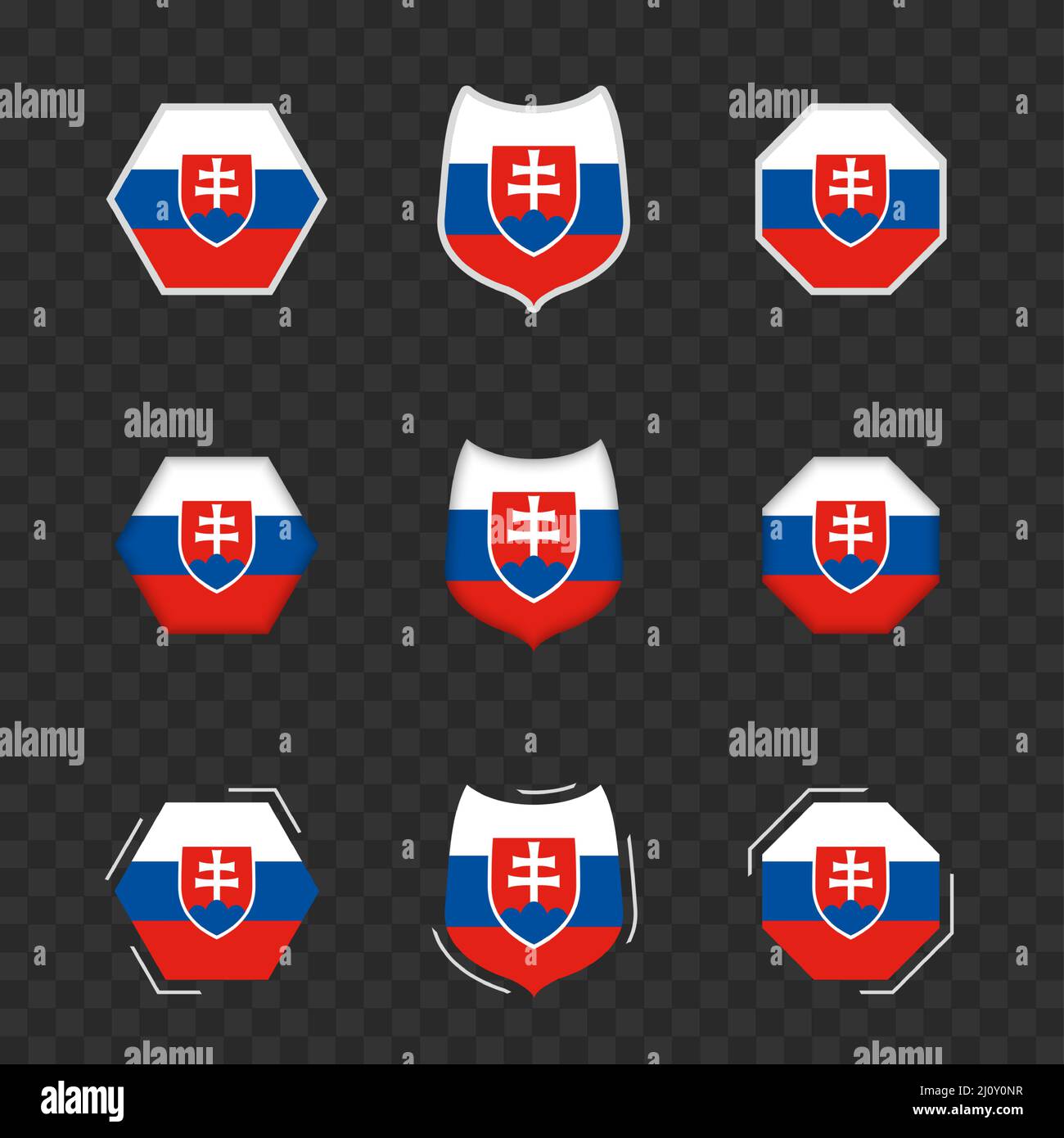 National symbols of Slovakia on a dark transparent background, vector ...