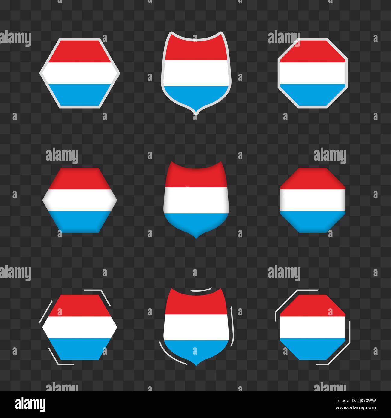 National symbols of Luxembourg on a dark transparent background, vector ...