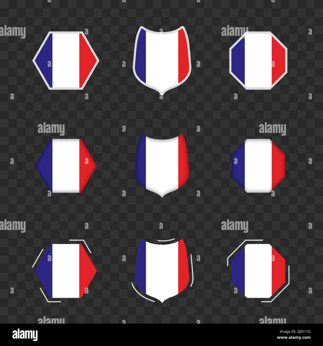National symbols of France on a dark transparent background, vector ...