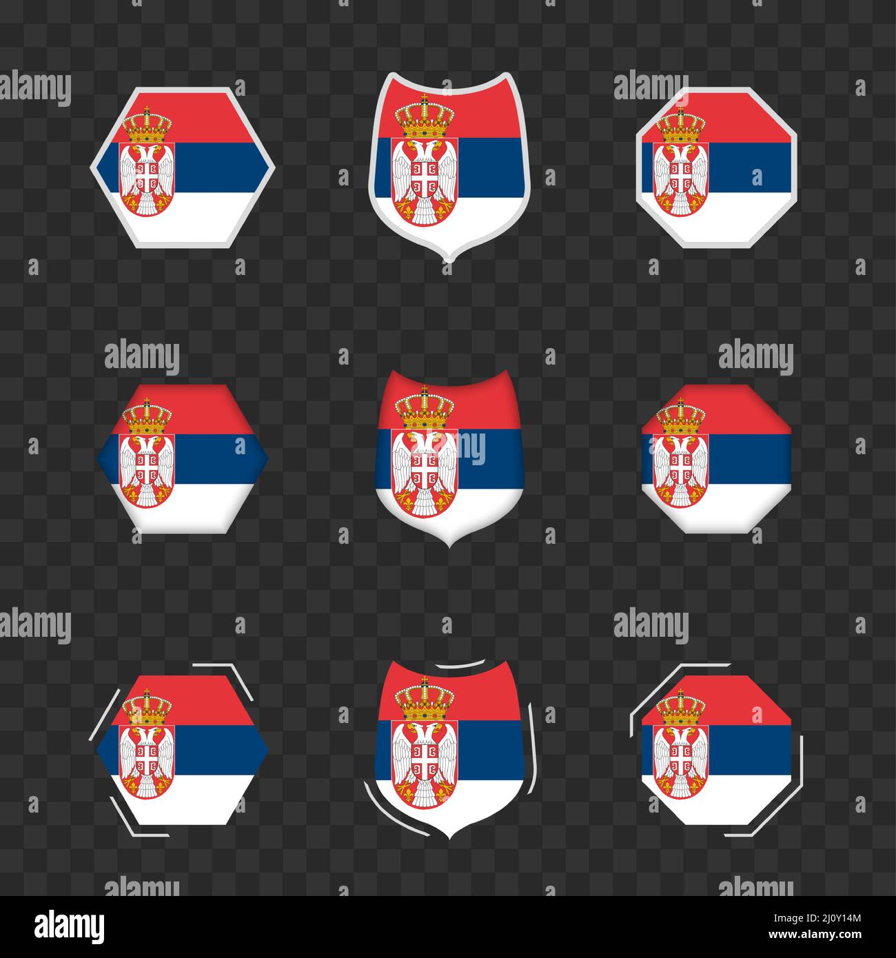 National symbols of Serbia on a dark transparent background, vector ...