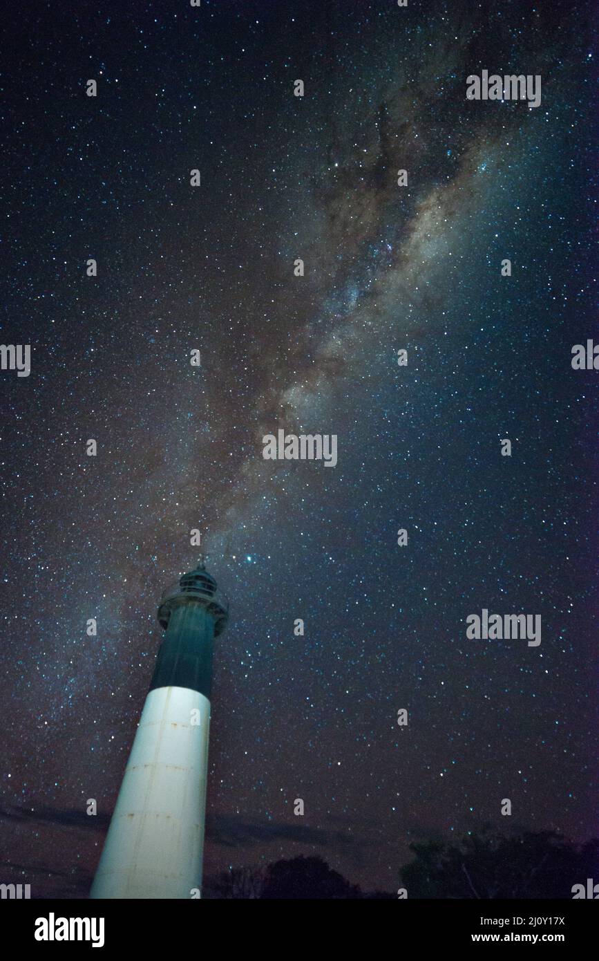 Mesmerizing Low Angle Scene Of The Nosy Iranja Lighthouse Under A Night