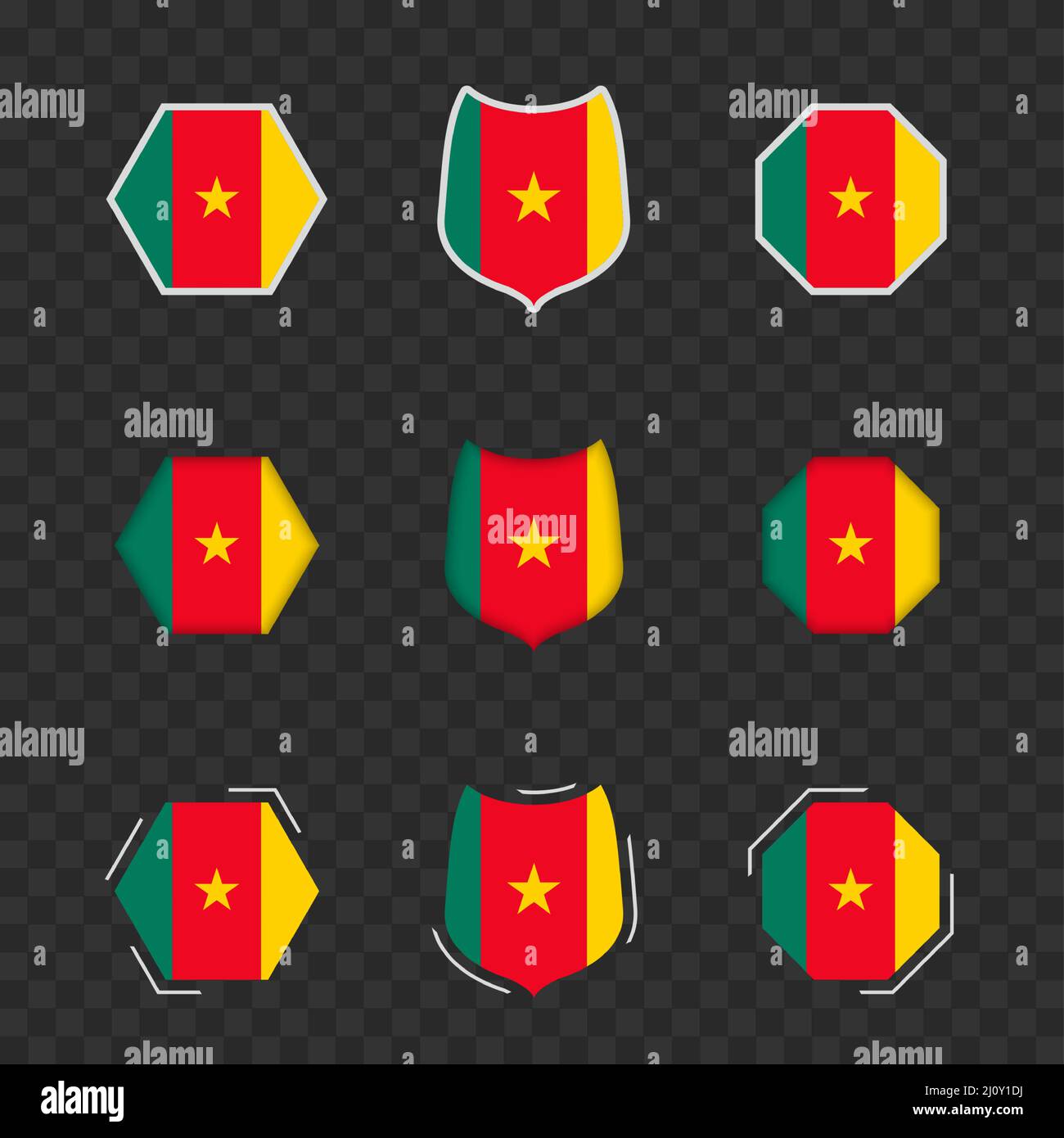 National symbols of Cameroon on a dark transparent background, vector ...