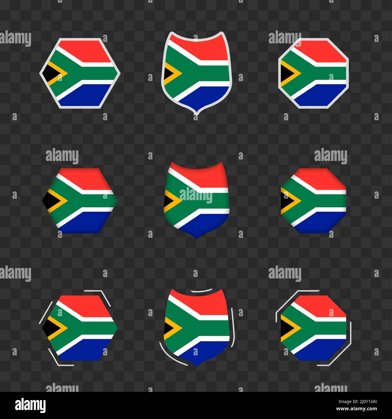 National symbols of South Africa on a dark transparent background ...