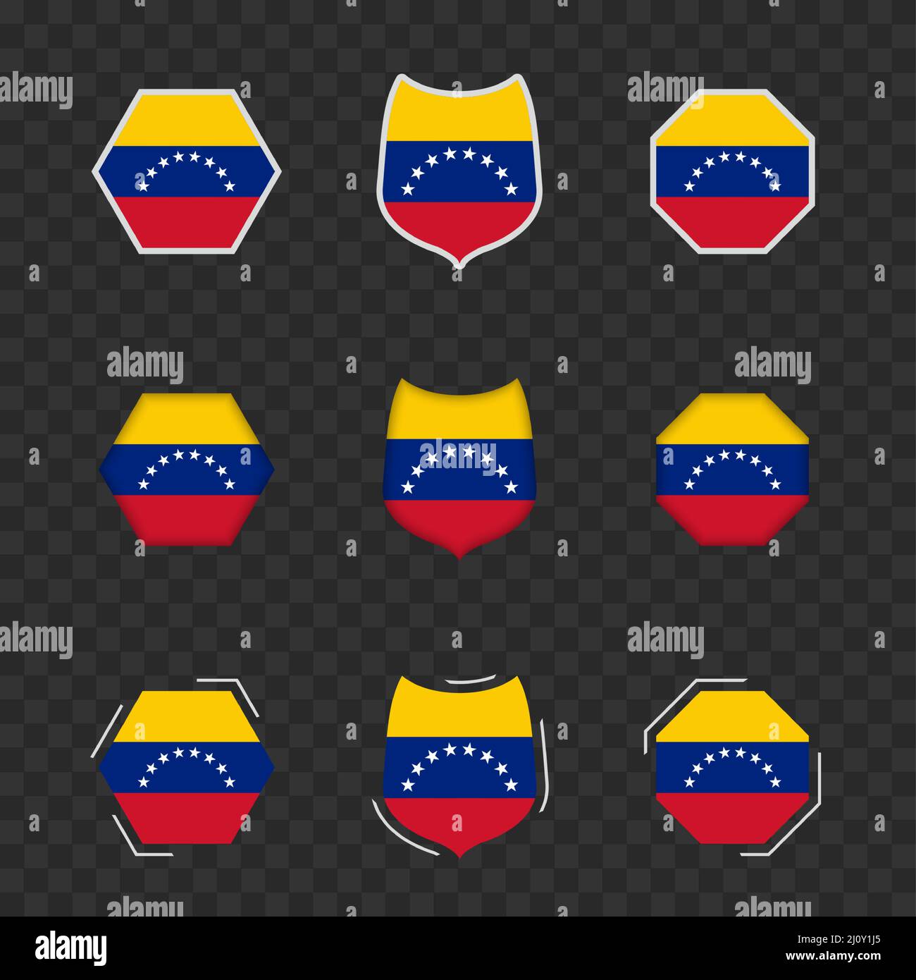 National symbols of Venezuela on a dark transparent background, vector ...
