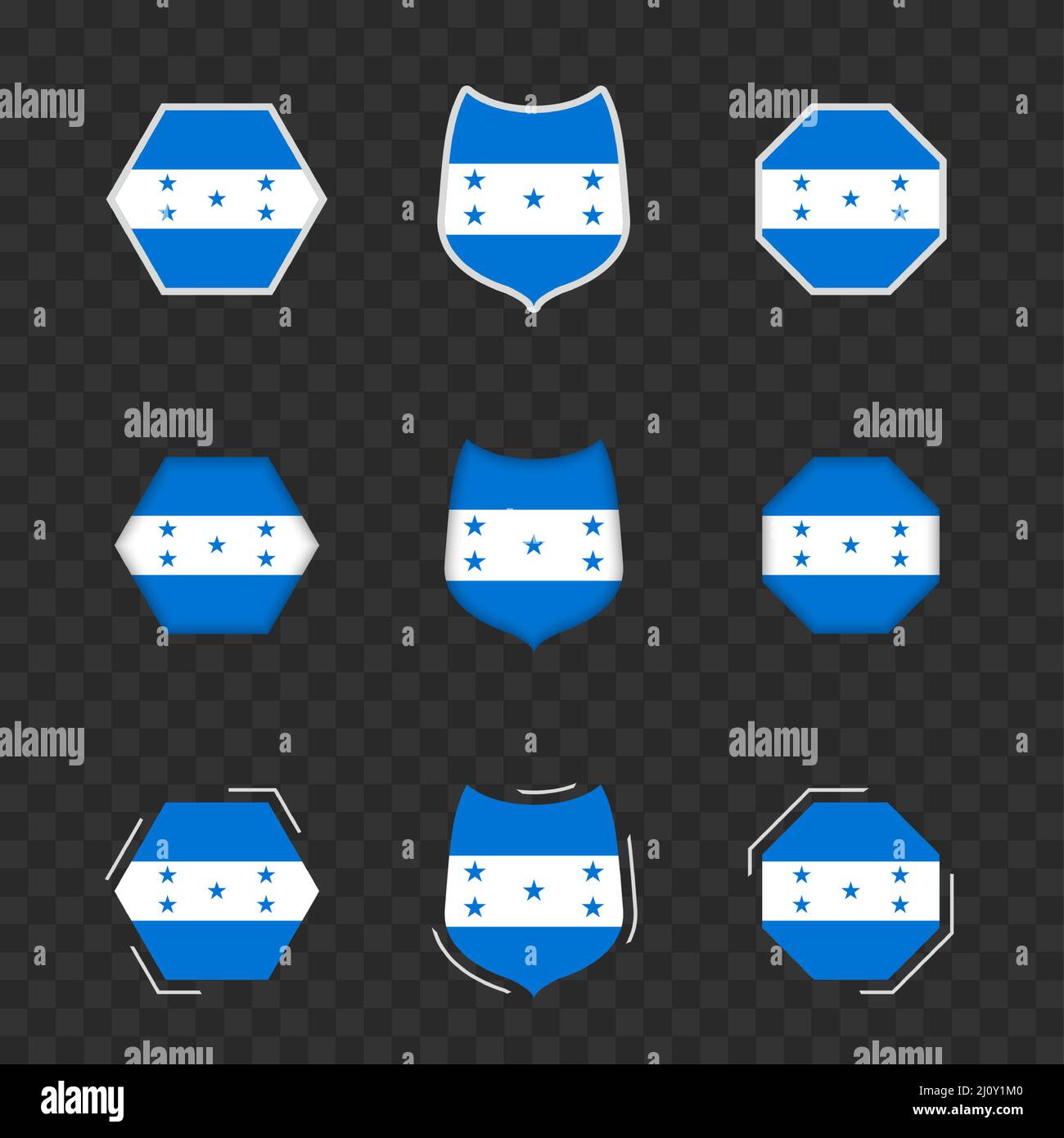 National symbols of Honduras on a dark transparent background, vector ...