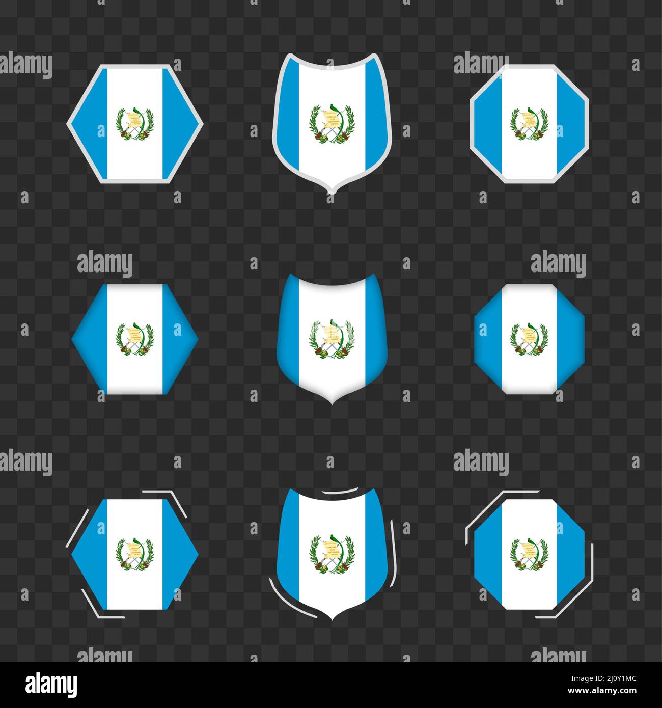 National symbols of Guatemala on a dark transparent background, vector ...