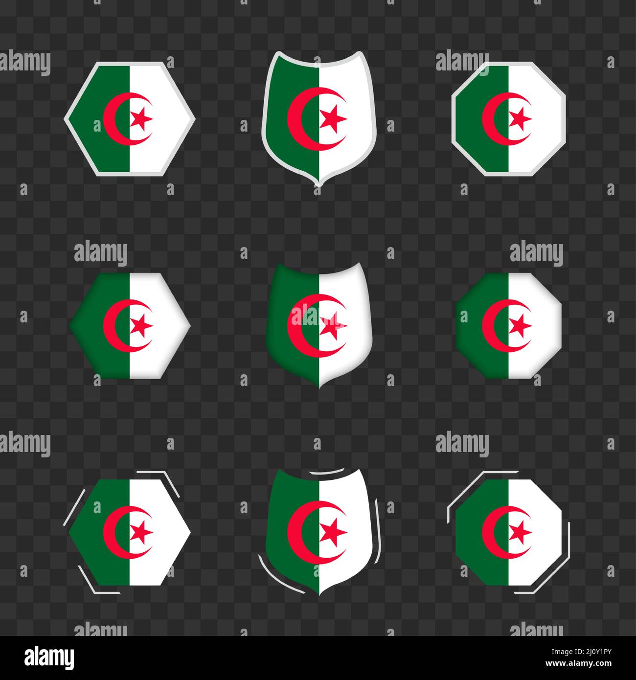 National symbols of Algeria on a dark transparent background, vector ...