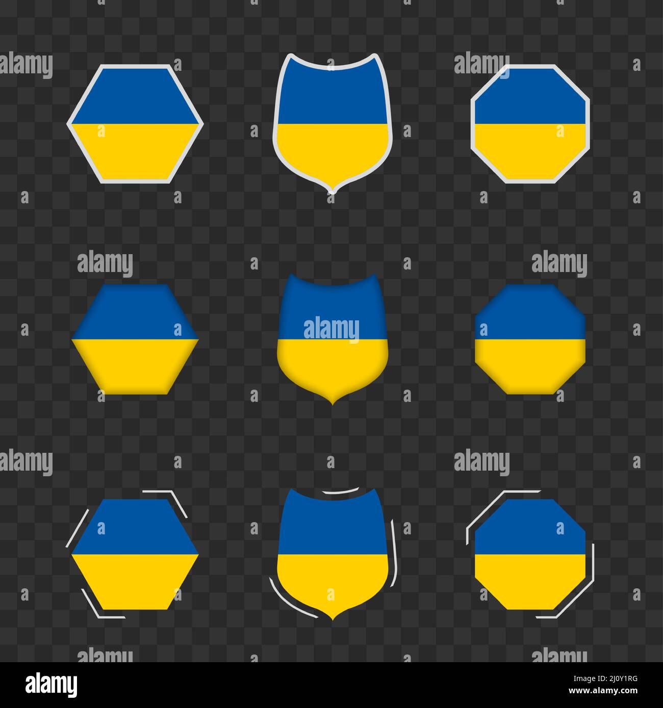 National symbols of Ukraine on a dark transparent background, vector ...