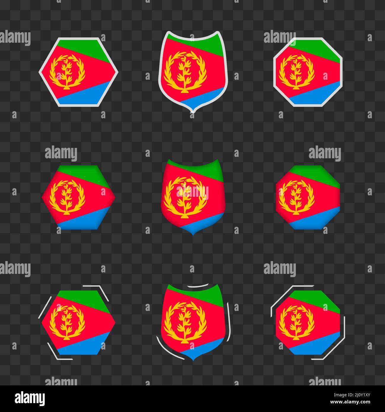National symbols of Eritrea on a dark transparent background, vector ...