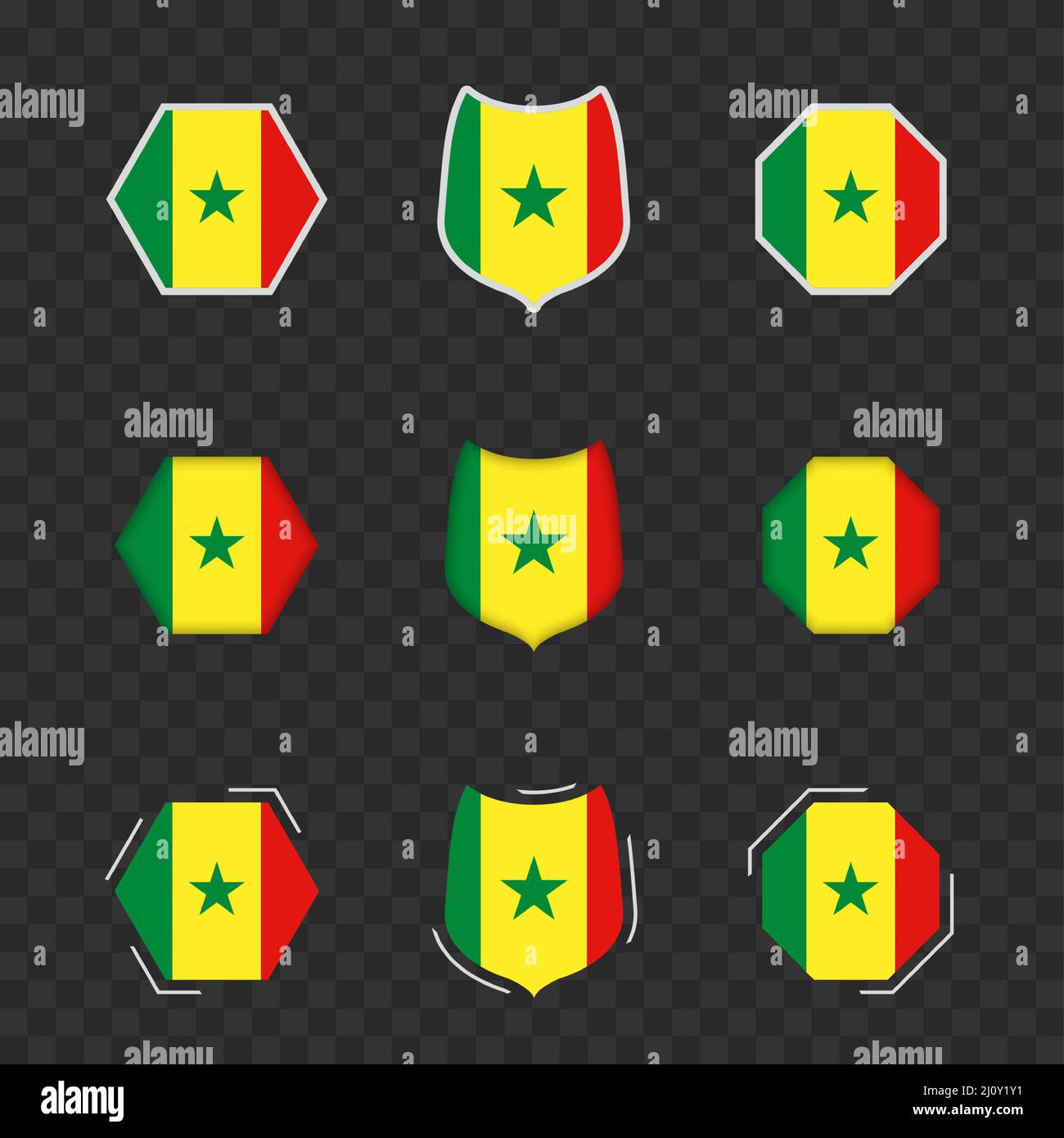 National symbols of Senegal on a dark transparent background, vector ...