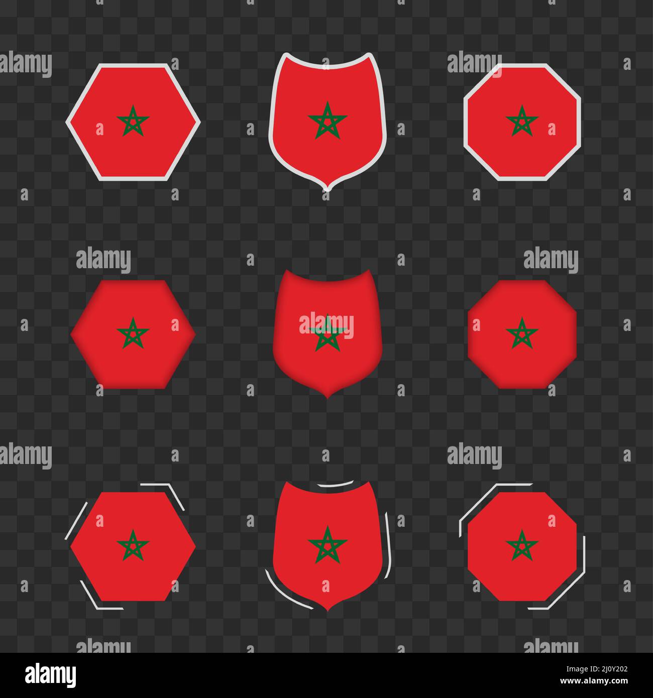 National symbols of Morocco on a dark transparent background, vector ...