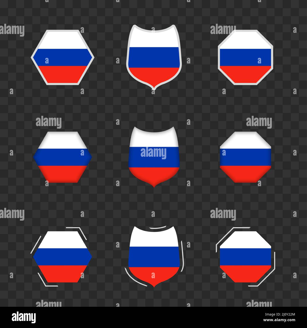 National symbols of Russia on a dark transparent background, vector ...