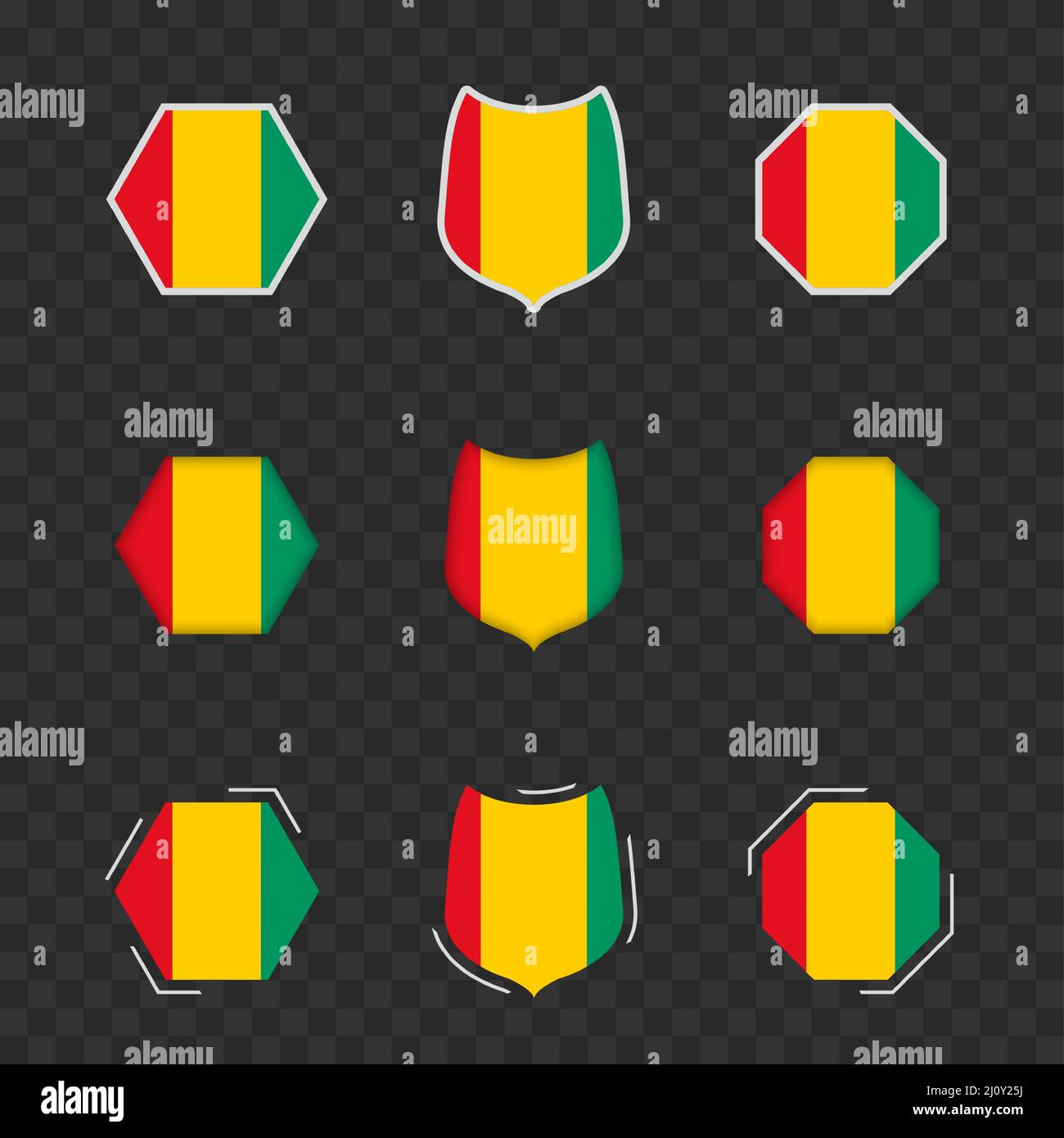 National symbols of Guinea on a dark transparent background, vector ...