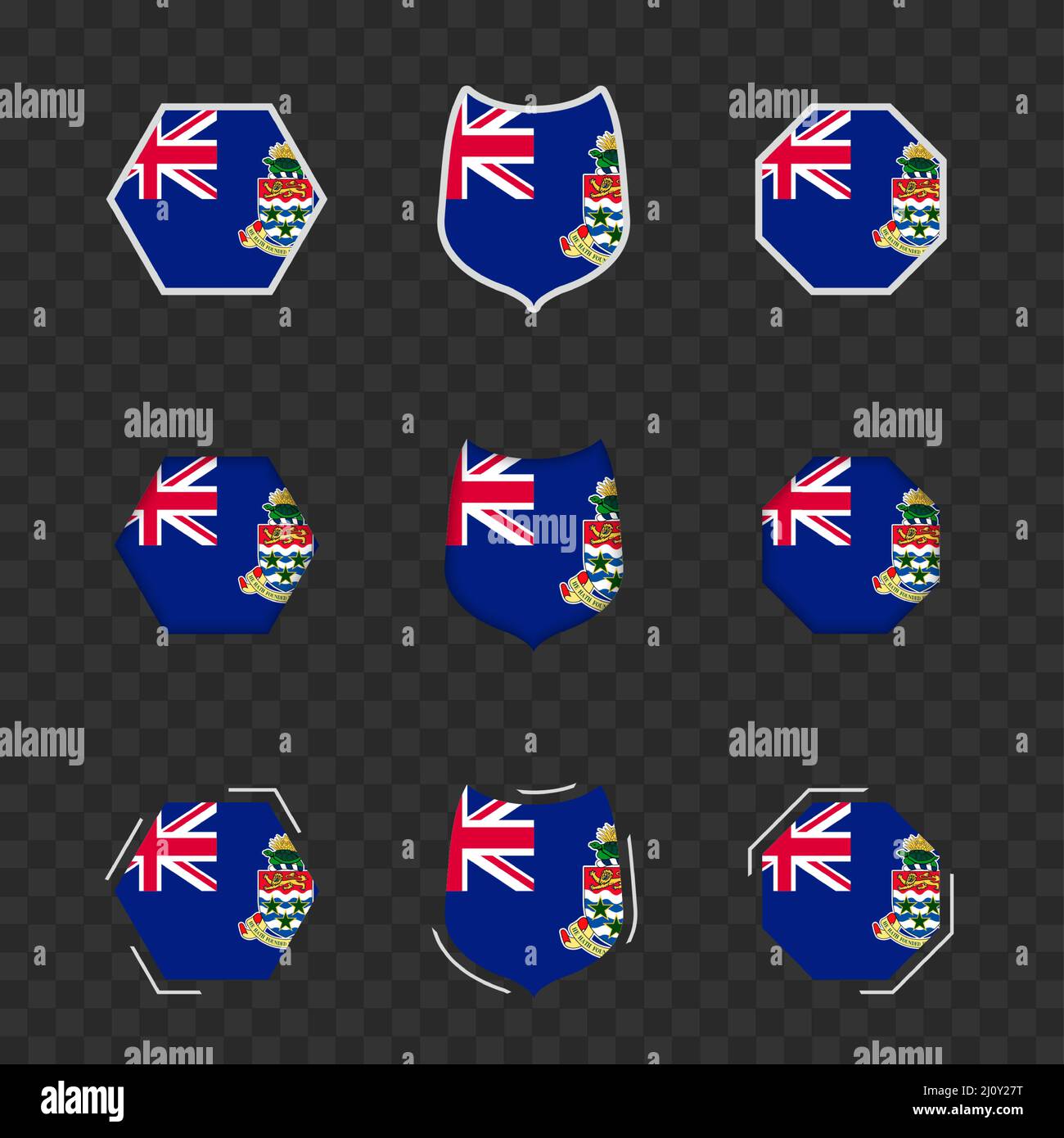 National symbols of Cayman Islands on a dark transparent background ...