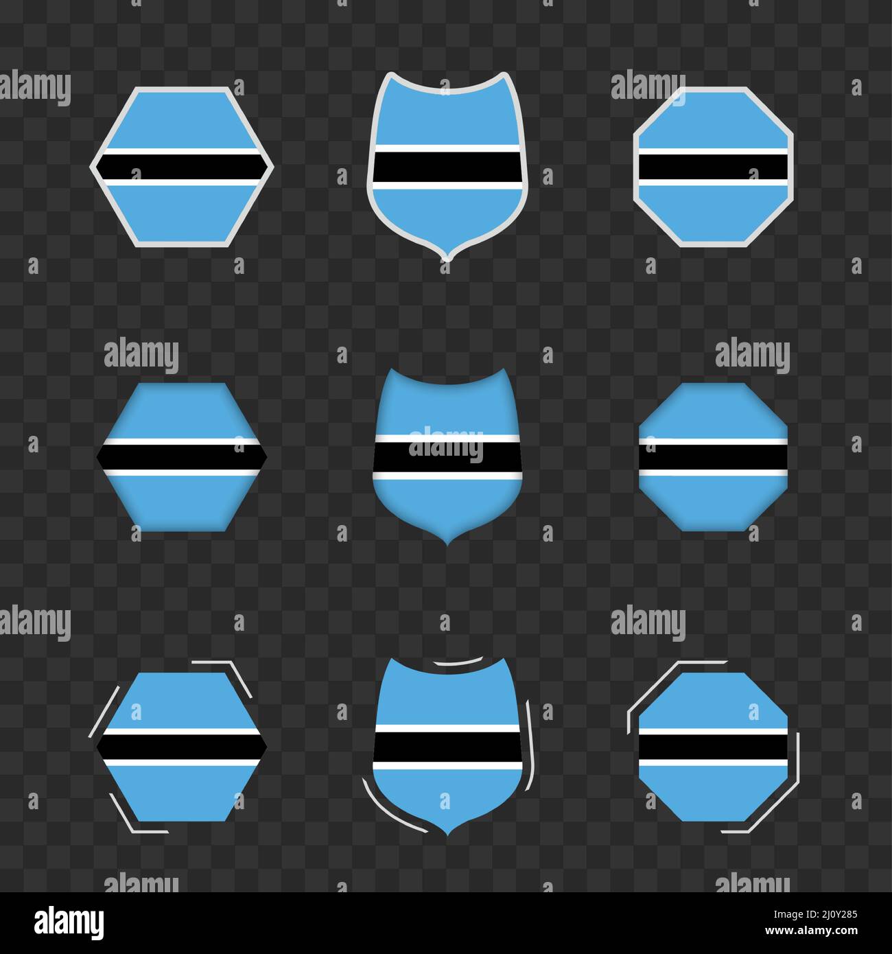 National symbols of Botswana on a dark transparent background, vector ...