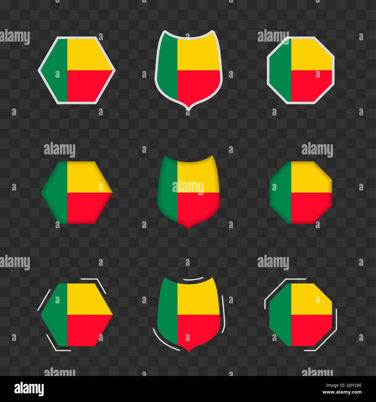 National symbols of Benin on a dark transparent background, vector ...