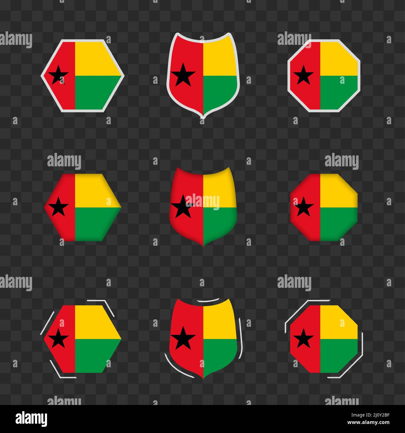 National symbols of Guinea-Bissau on a dark transparent background ...