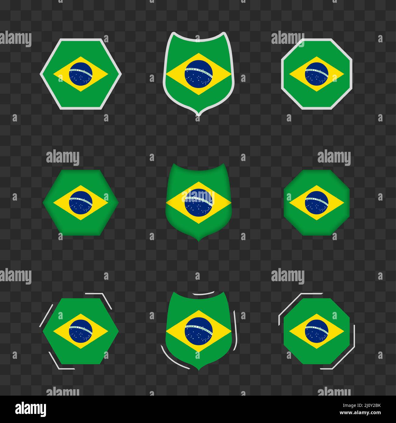 National symbols of Brazil on a dark transparent background, vector ...