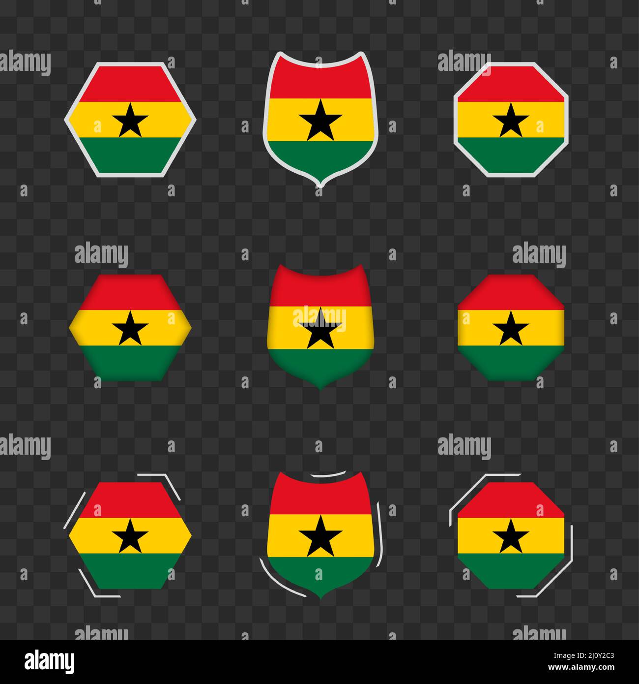 National symbols of Ghana on a dark transparent background, vector ...