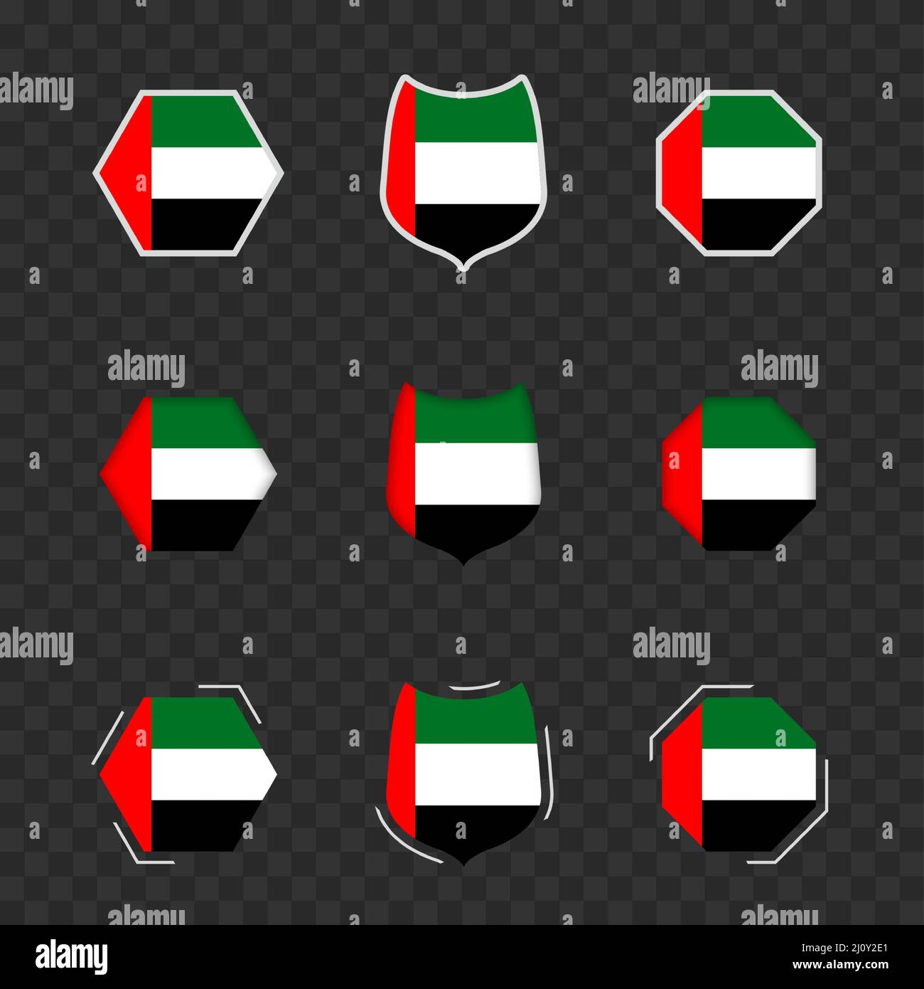 National symbols of United Arab Emirates on a dark transparent ...