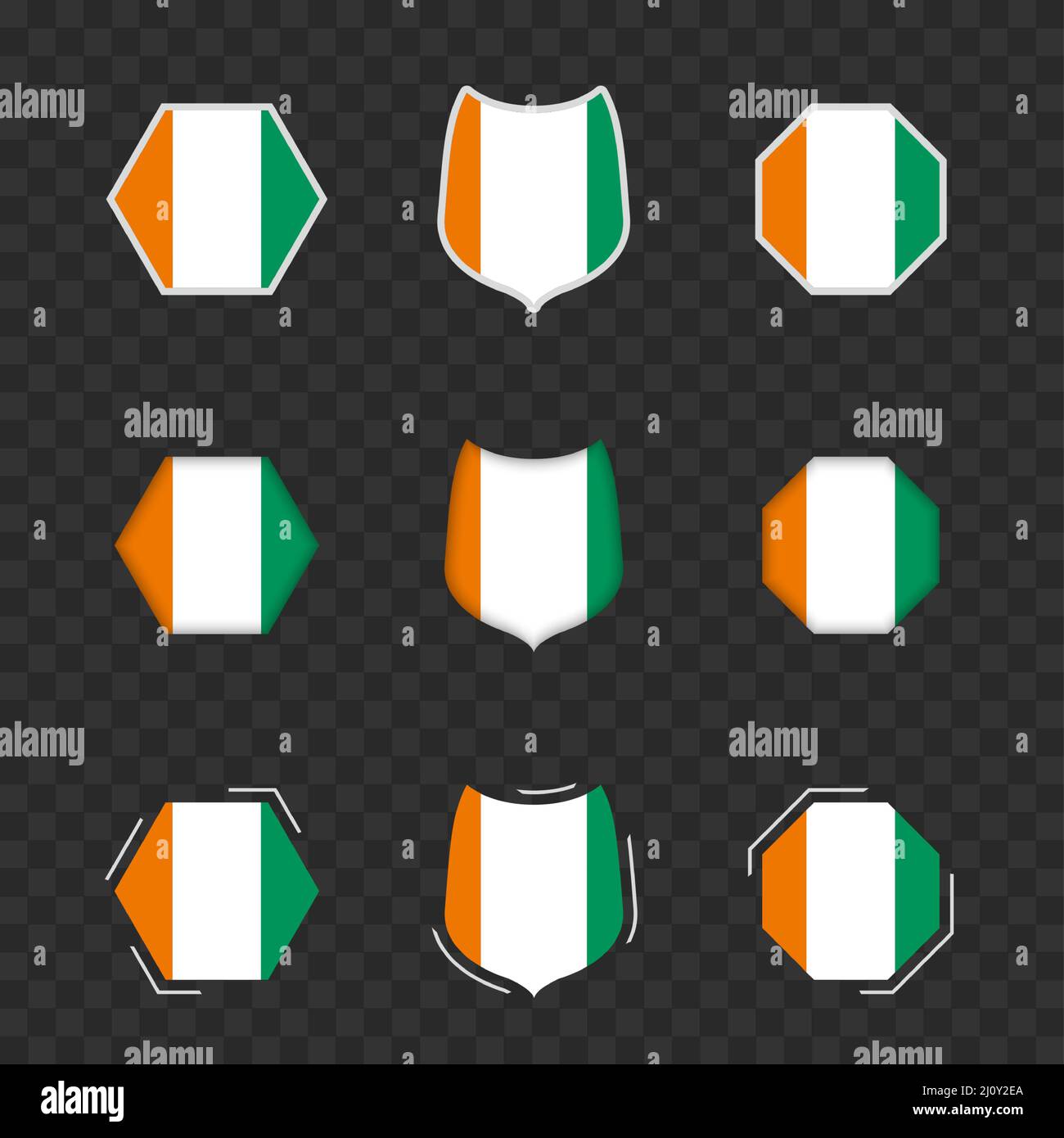 National symbols of Ivory Coast on a dark transparent background ...