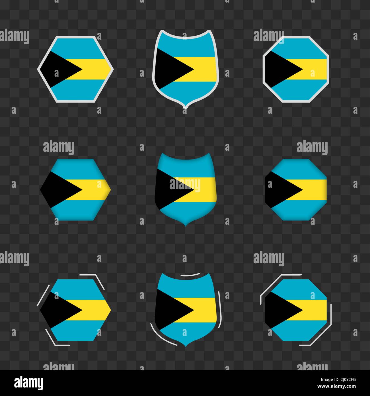 National symbols of The Bahamas on a dark transparent background ...