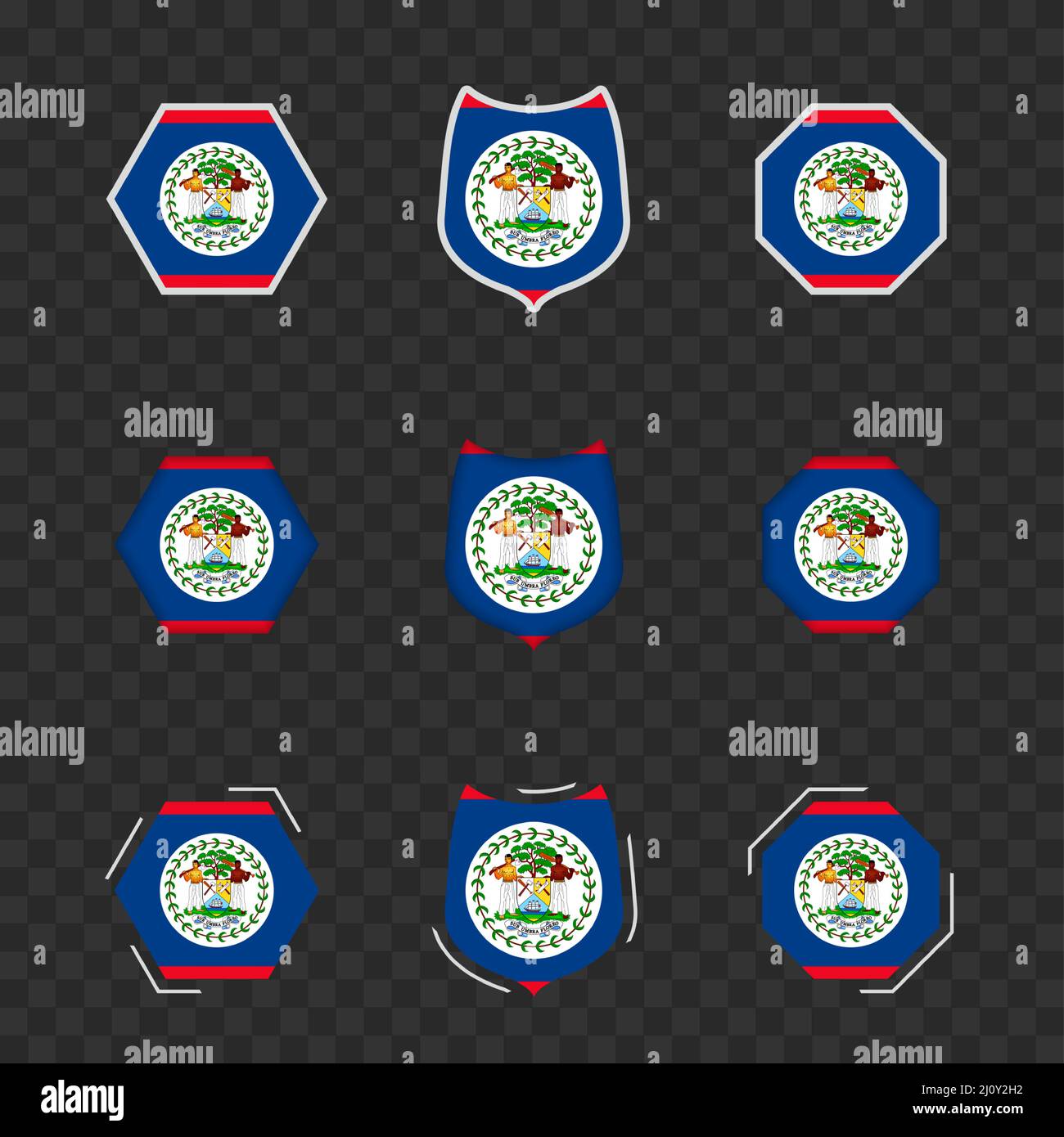 National symbols of Belize on a dark transparent background, vector ...