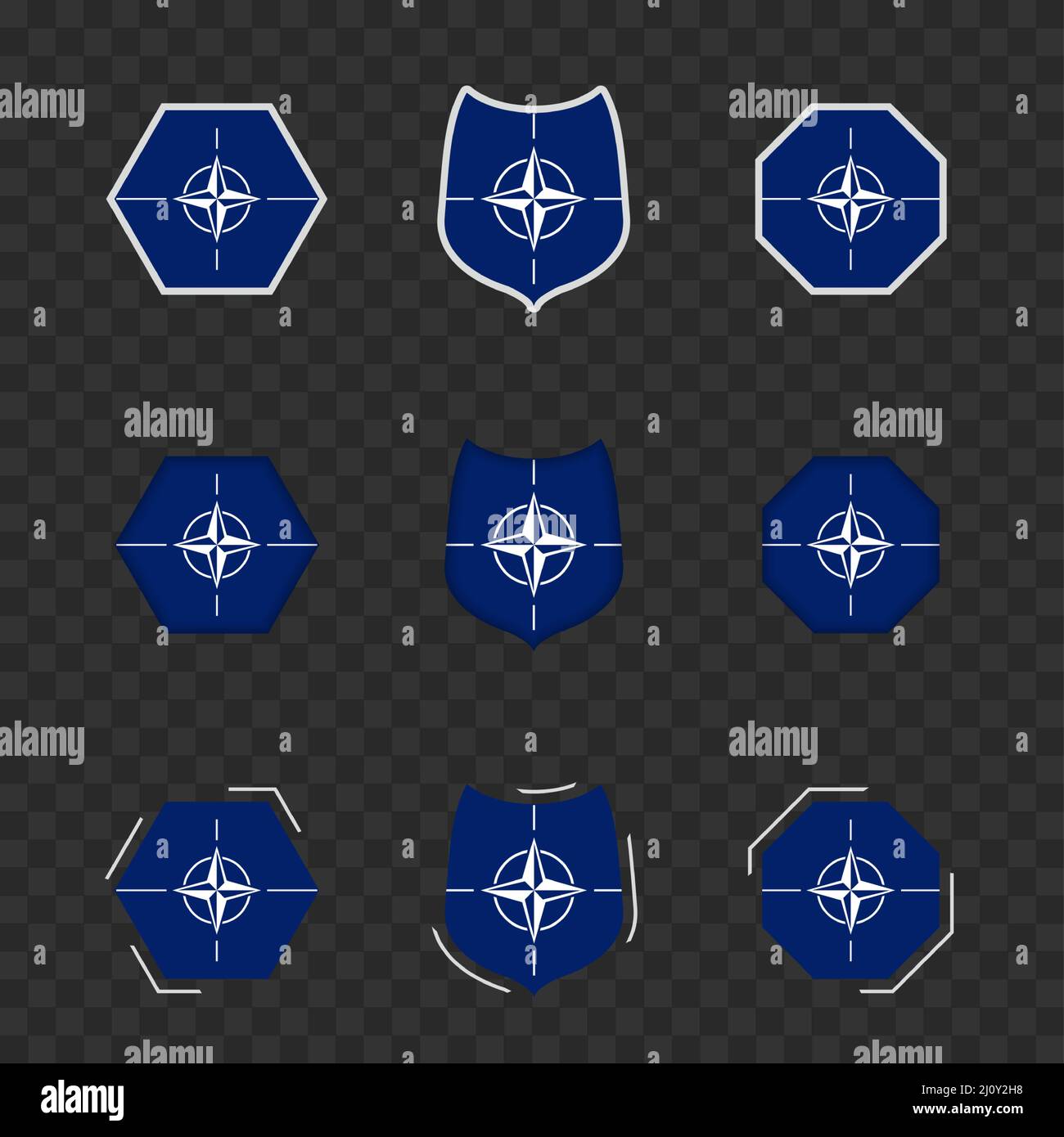 National symbols of Nato on a dark transparent background, vector flags ...