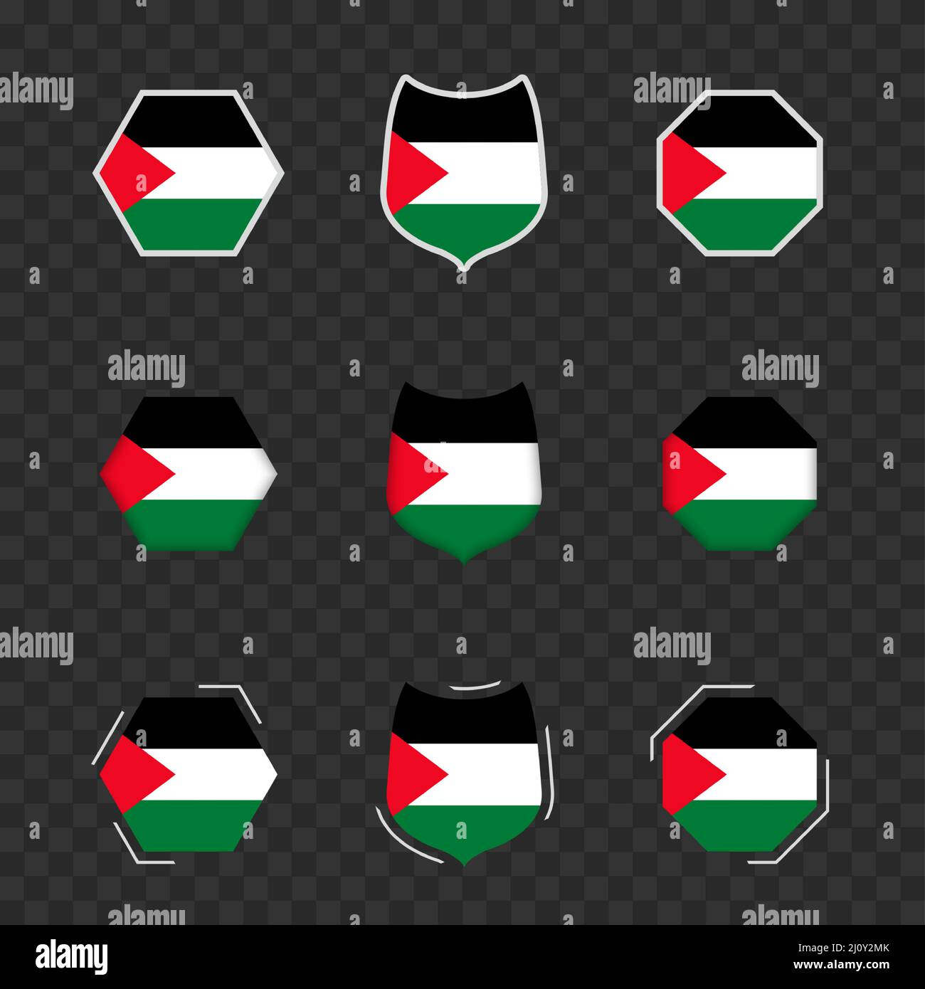 National symbols of Palestine on a dark transparent background, vector ...