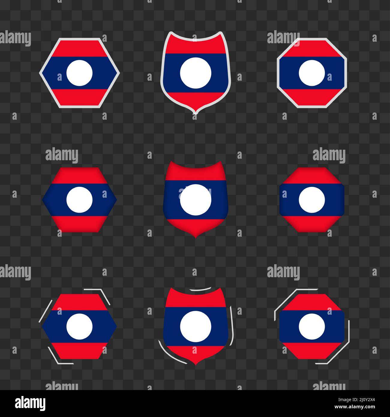 National symbols of Laos on a dark transparent background, vector flags ...
