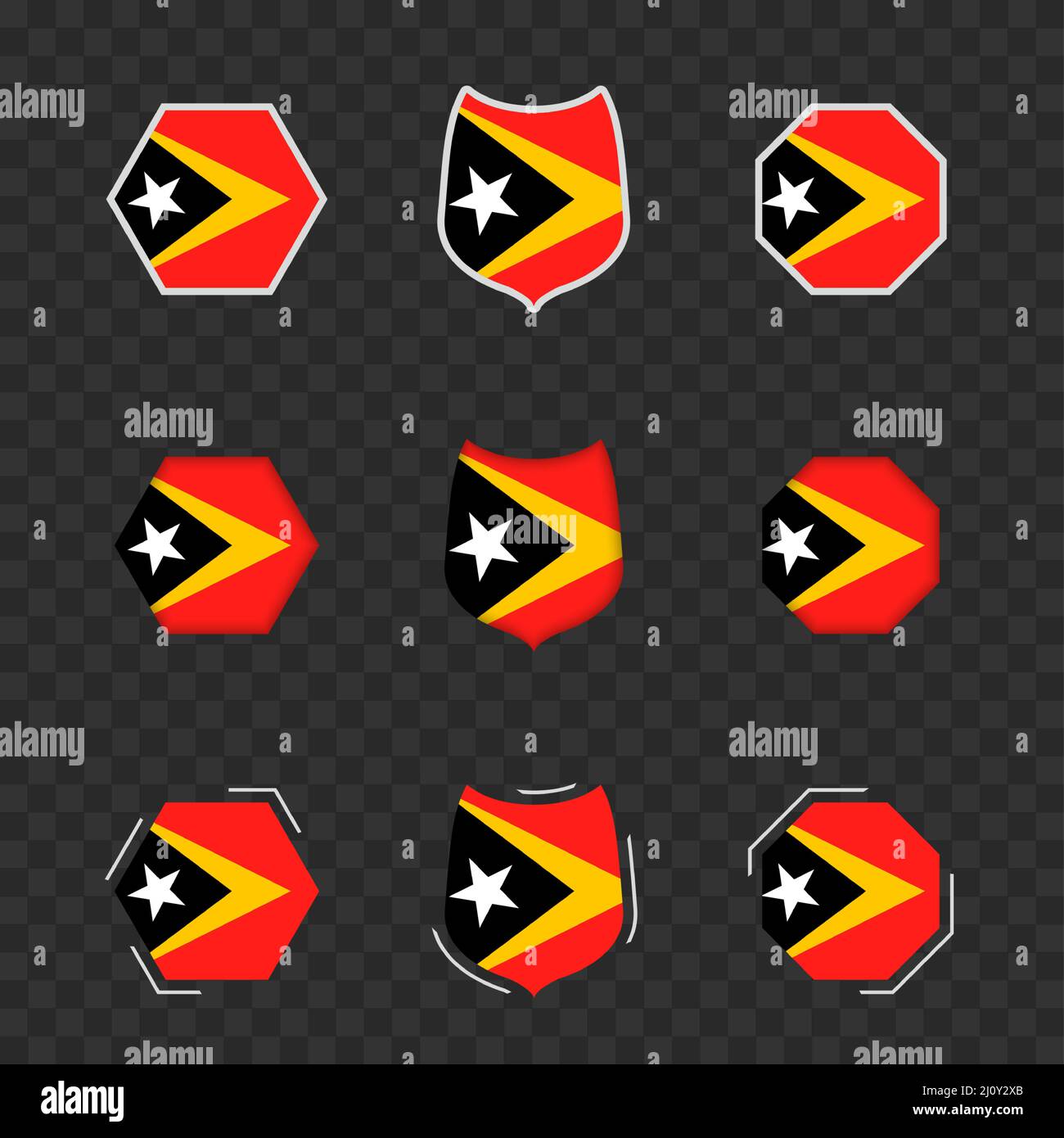 National symbols of East Timor on a dark transparent background, vector ...